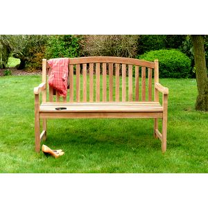 Winchester Teak Double Oval Garden Bench 3 Seater 1.5m