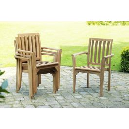Set of Four Stackable Wooden Garden Chairs | 4 Pack